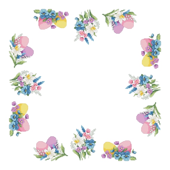 Easter Napkin Spring Accents Flowers Digital Pattern for - Etsy