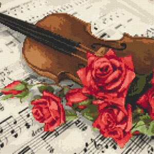 Violin, Sheet Music and Roses Digital Cross Stitch Pattern PDF, - Etsy