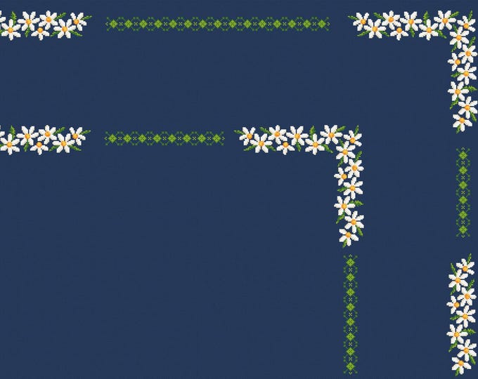 Flowers Cross Stitch Pattern - Tablecloth with oxeye Daisy, Pdf and ...