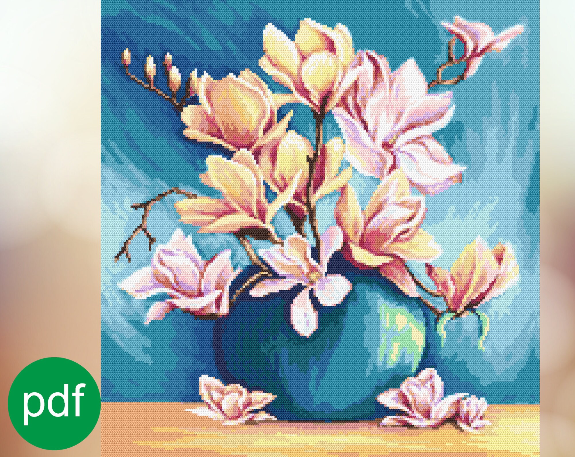 Magnolia Charm Digital Pattern Cross Stitch PDF | Etsy