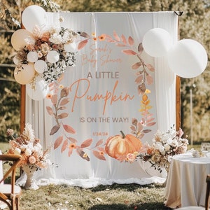 Fall Pumpkin Boho Pumpkin Baby Shower Backdrop, Neutral Pumpkin ...