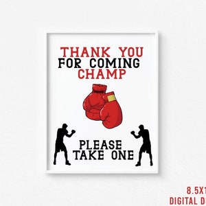 Thank You for Coming Boxing Sign Printable Favor Sign Boxing Party ...