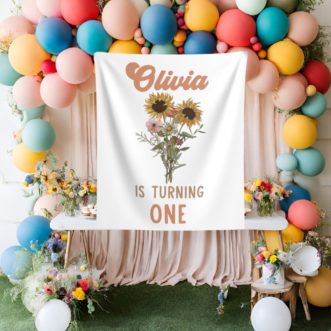 Wildflower Birthday Backdrop 1st Birthday Wildflower Banner Wild Flower ...