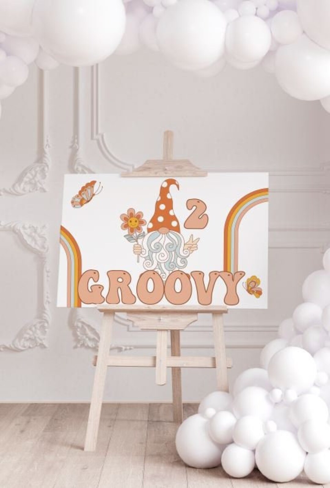 Two Groovy Poster Two Groovy Back Drop Two Groovy Birthday Girl Hippy ...