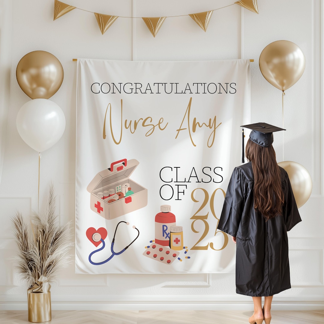 Nurse Graduation Backdrop Class of 2025 Personalized Backdrop Nursing ...