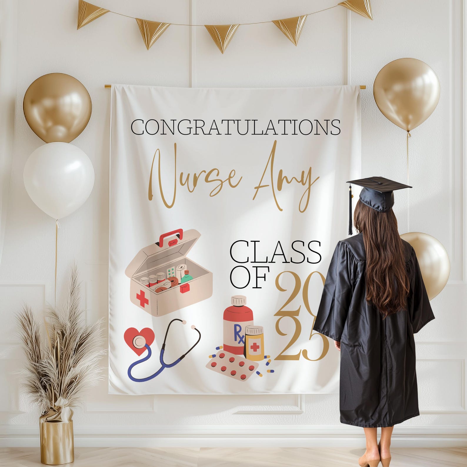 Nurse Graduation Backdrop Class of 2025 Personalized Backdrop Nursing ...