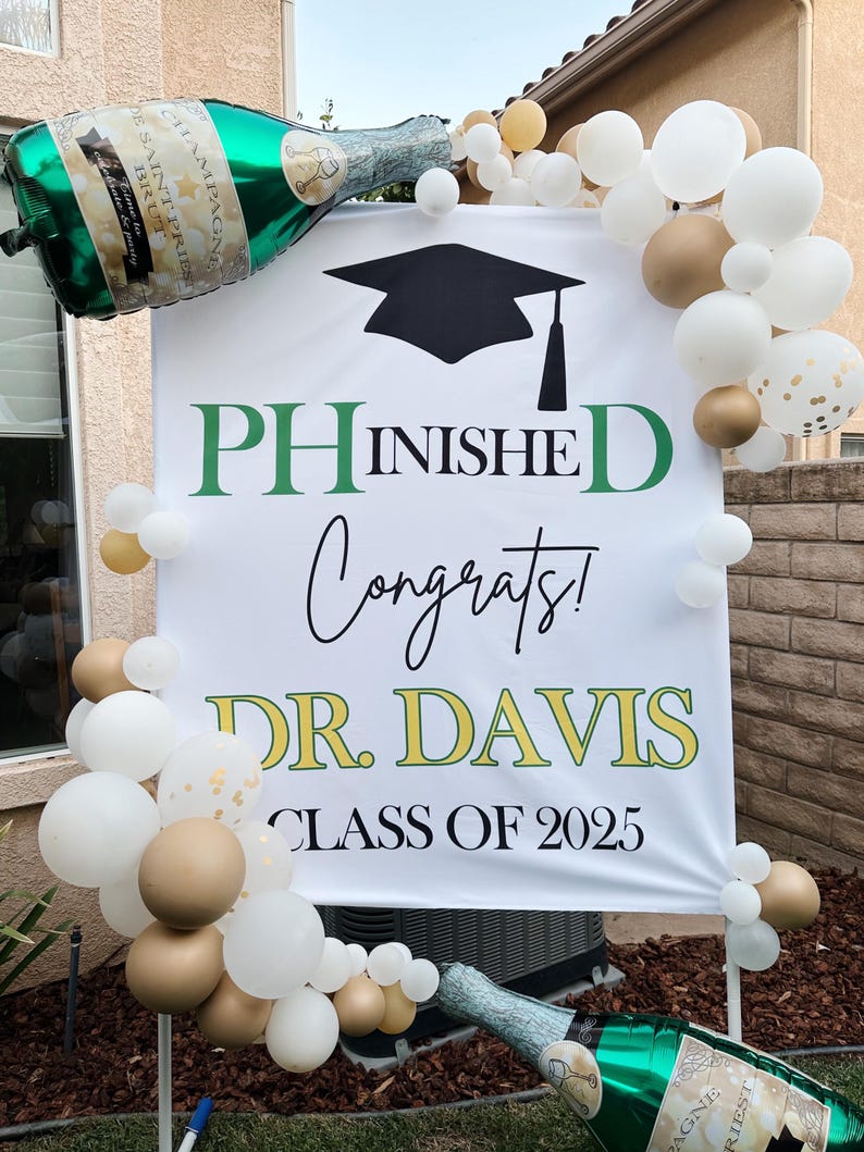 PHD Graduation Party Backdrop Class of 2025 Personalized Backdrop PHD ...
