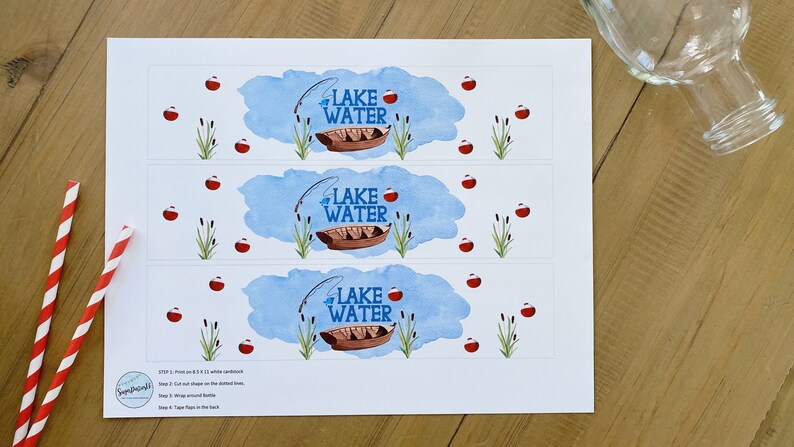 Fishing Water Bottle Label Lake Water O Fishally One the Big One ...