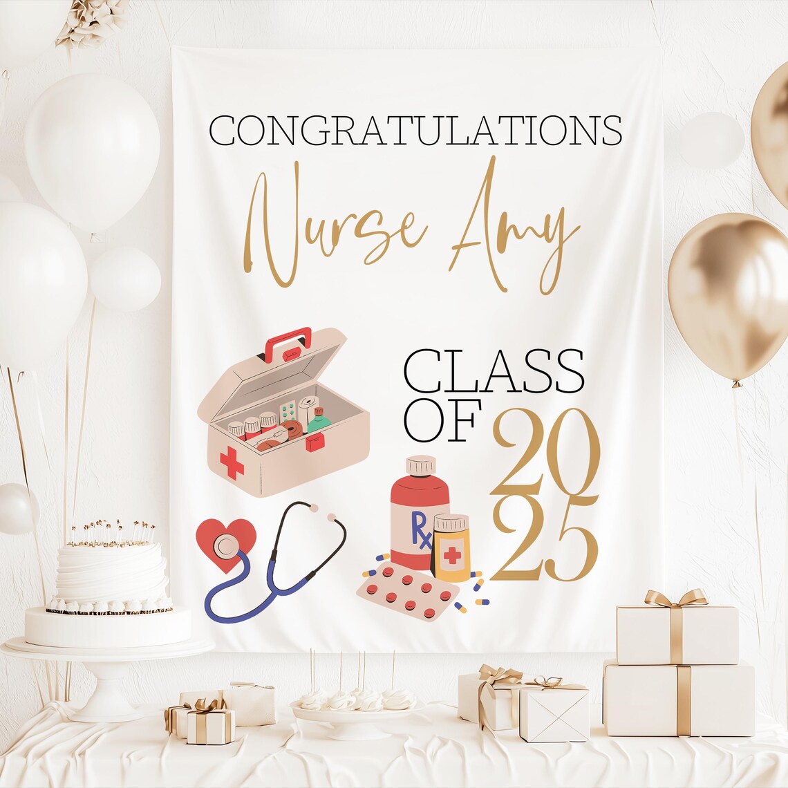 Nurse Graduation Backdrop Class of 2025 Personalized Backdrop Nursing ...