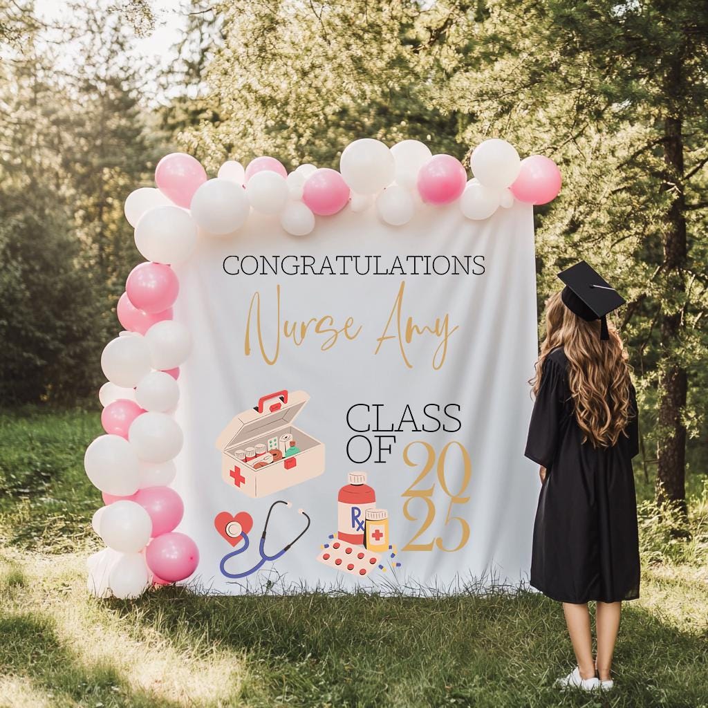 Nurse Graduation Backdrop Class of 2025 Personalized Backdrop Nursing ...