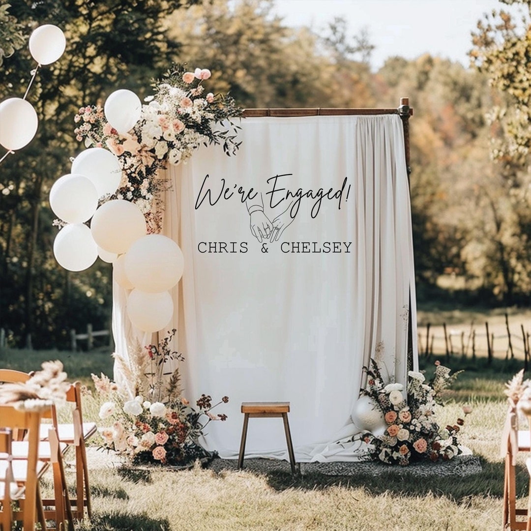 Engagement Backdrop Were Engaged Sign Engagement Photobooth Backdrop ...