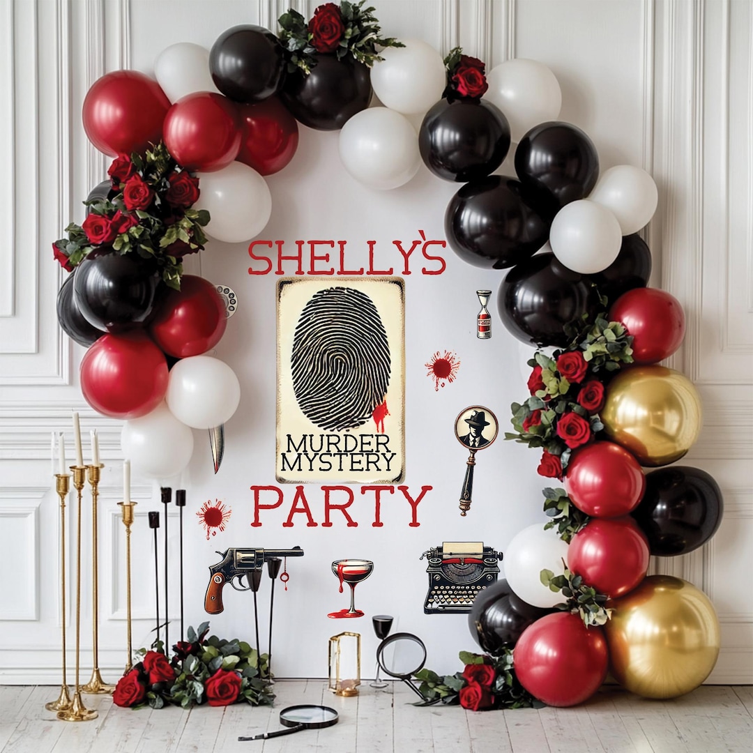 Murder Mystery Party Photobooth Backdrop Murder Mystery Birthday 30th ...