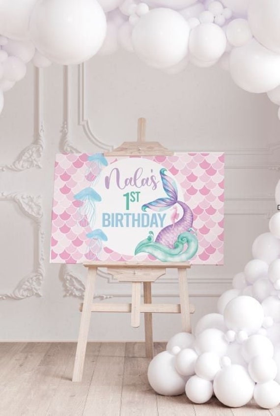 Mermaid 1st Birthday Poster Mermaid Party Decor Under the Sea - Etsy