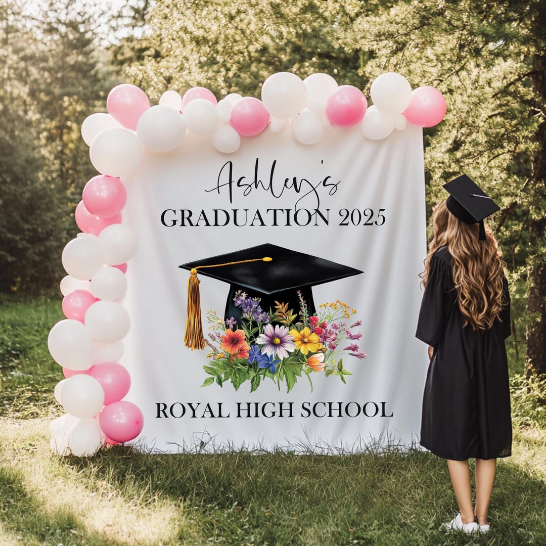 Wildflower Graduation Backdrop Girl Graduation High School Graduation ...