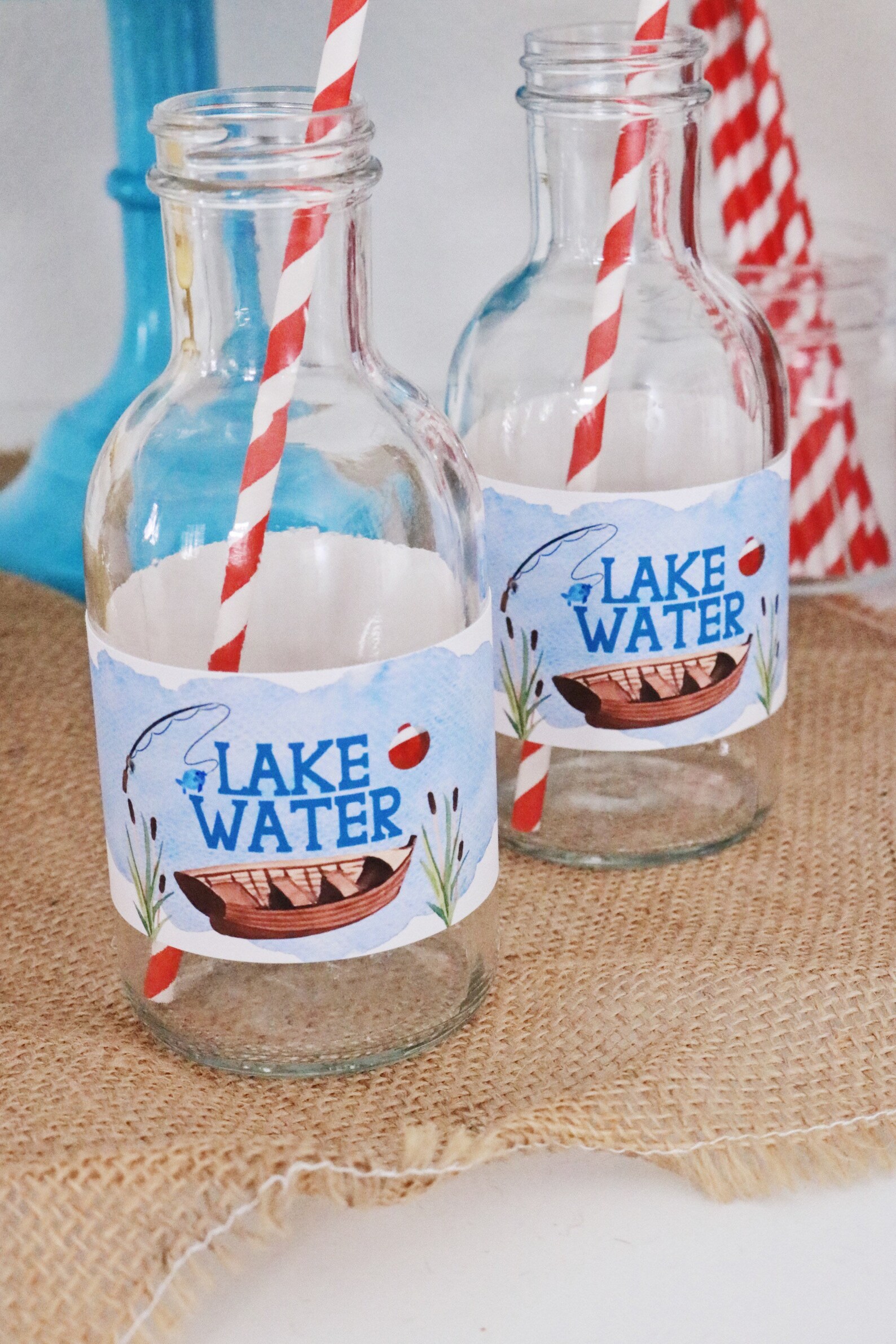 Fishing Water Bottle Label Lake Water O Fishally One the Big One ...