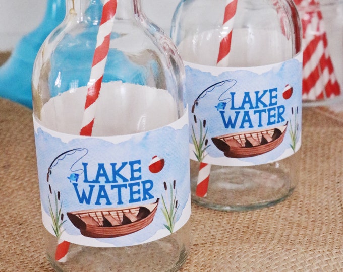 Fishing Water Bottle Label Lake Water O Fishally One the Big - Etsy