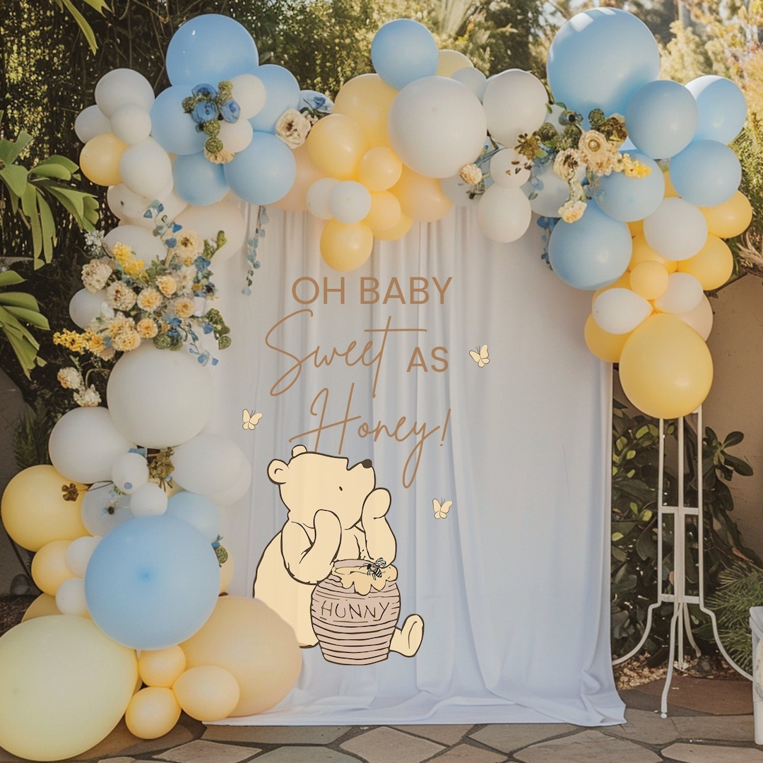 Oh Baby Winnie the Pooh Baby Shower Backdrop Classic Winnie the Pooh ...