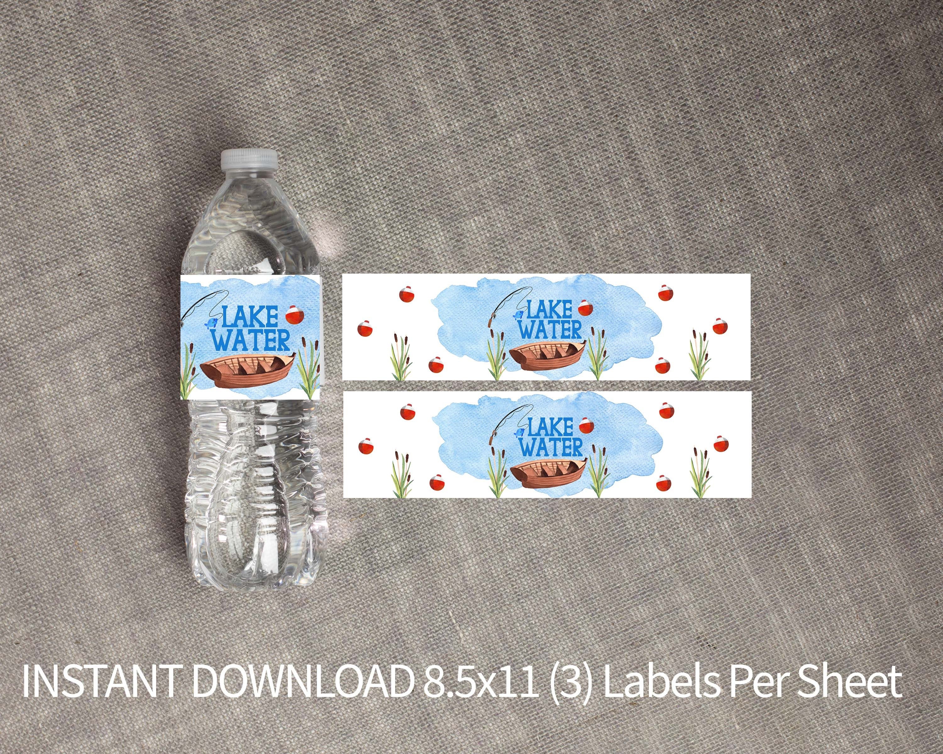 Fishing Water Bottle Label Lake Water O Fishally One the Big One ...