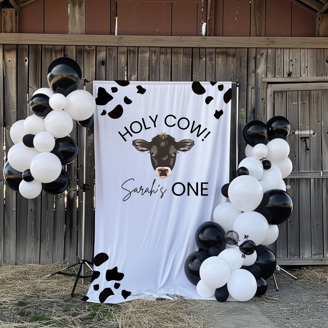 Holy Cow I'm One Holy Cow First Birthday Cow First Birthday Holy Cow Im One Banner Farm Birthday ...