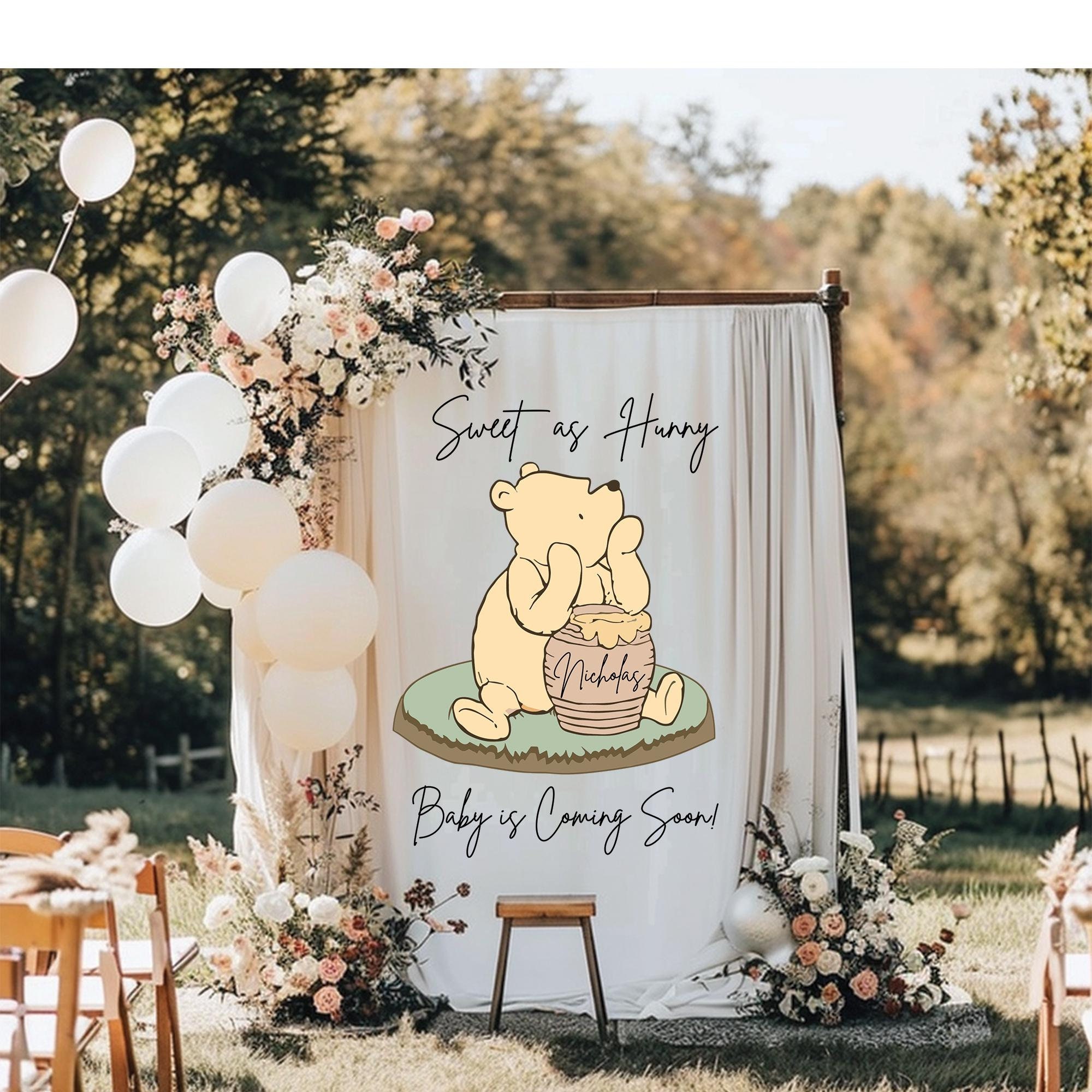 Oh Baby Winnie the Pooh Baby Shower Backdrop Classic Winnie the Pooh ...