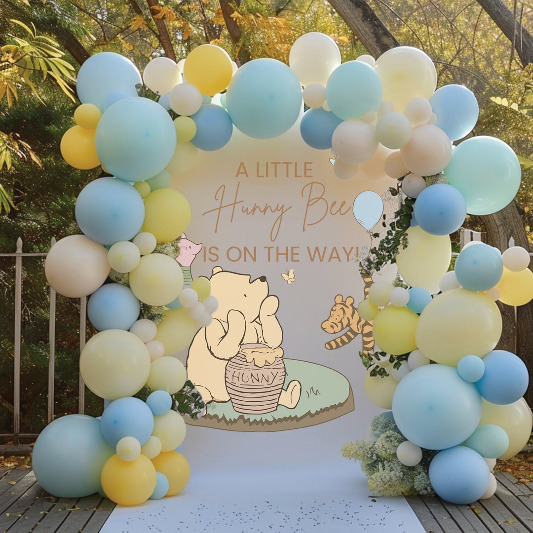 Winnie the Pooh Baby Shower Backdrop Classic Winnie the Pooh Baby ...