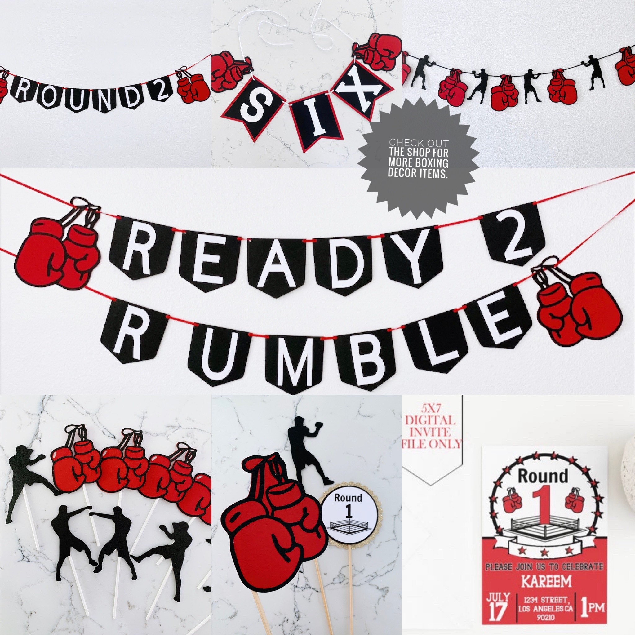 3 Prop Piece Set-boxing Party Boxer Boxing Party Centerpieces - Etsy