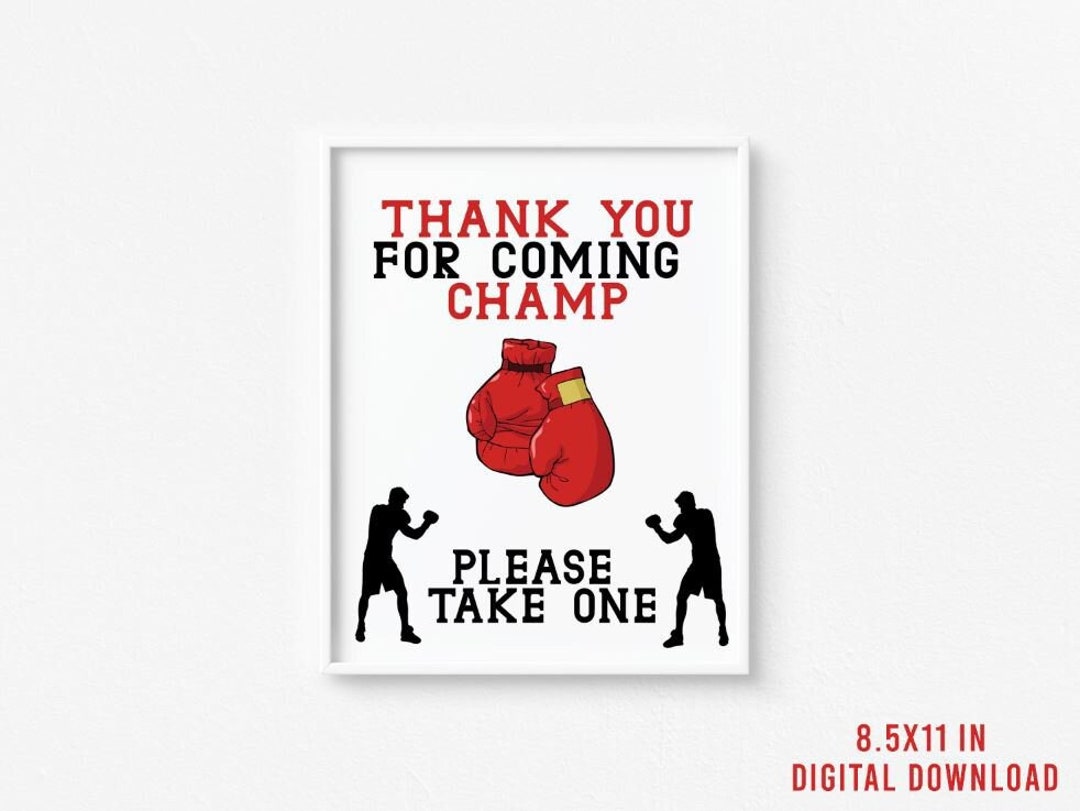 Thank You for Coming Boxing Sign Printable Favor Sign Boxing Party ...