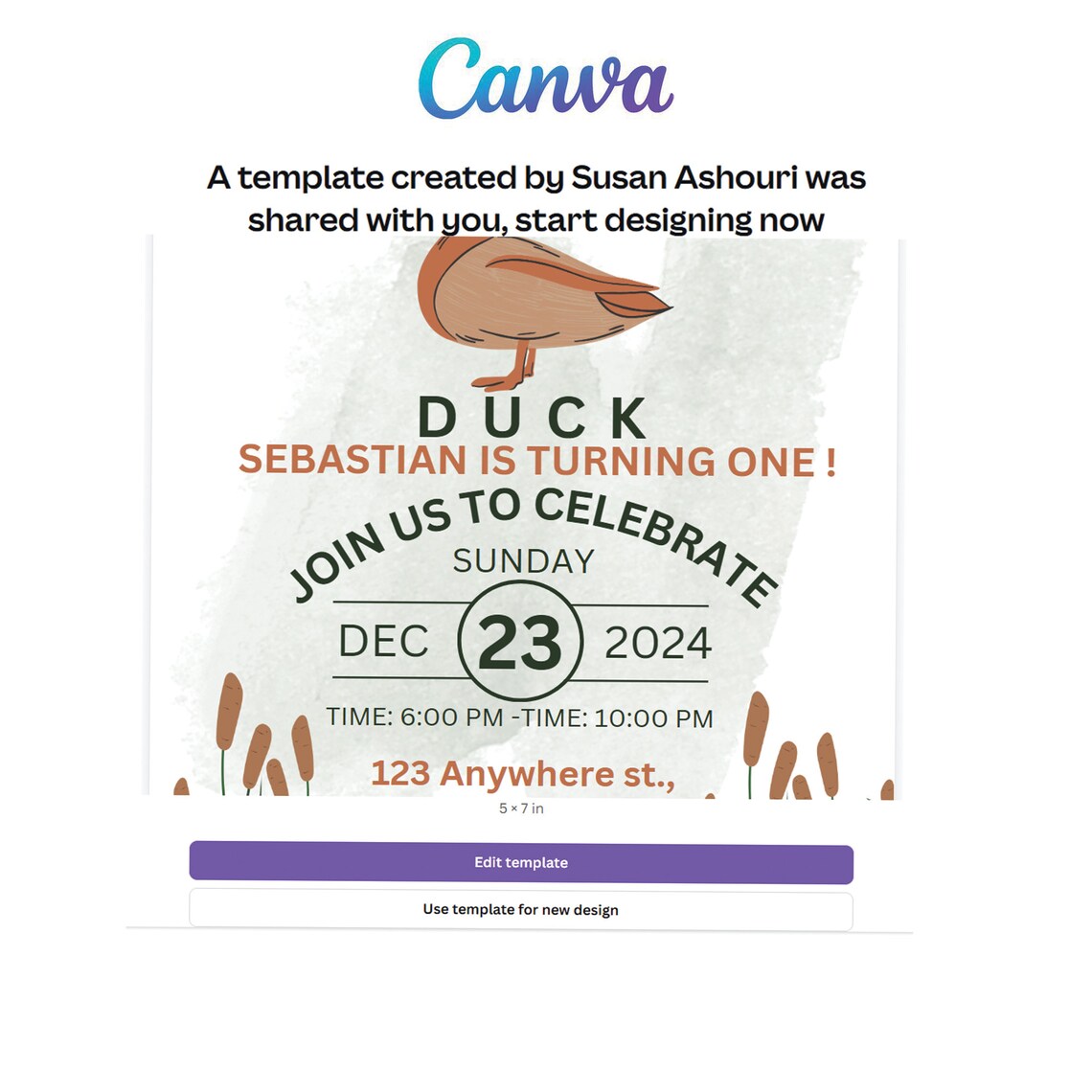 One Lucky Duck Invitation Mallard Duck Birthday Template First Birthday ...