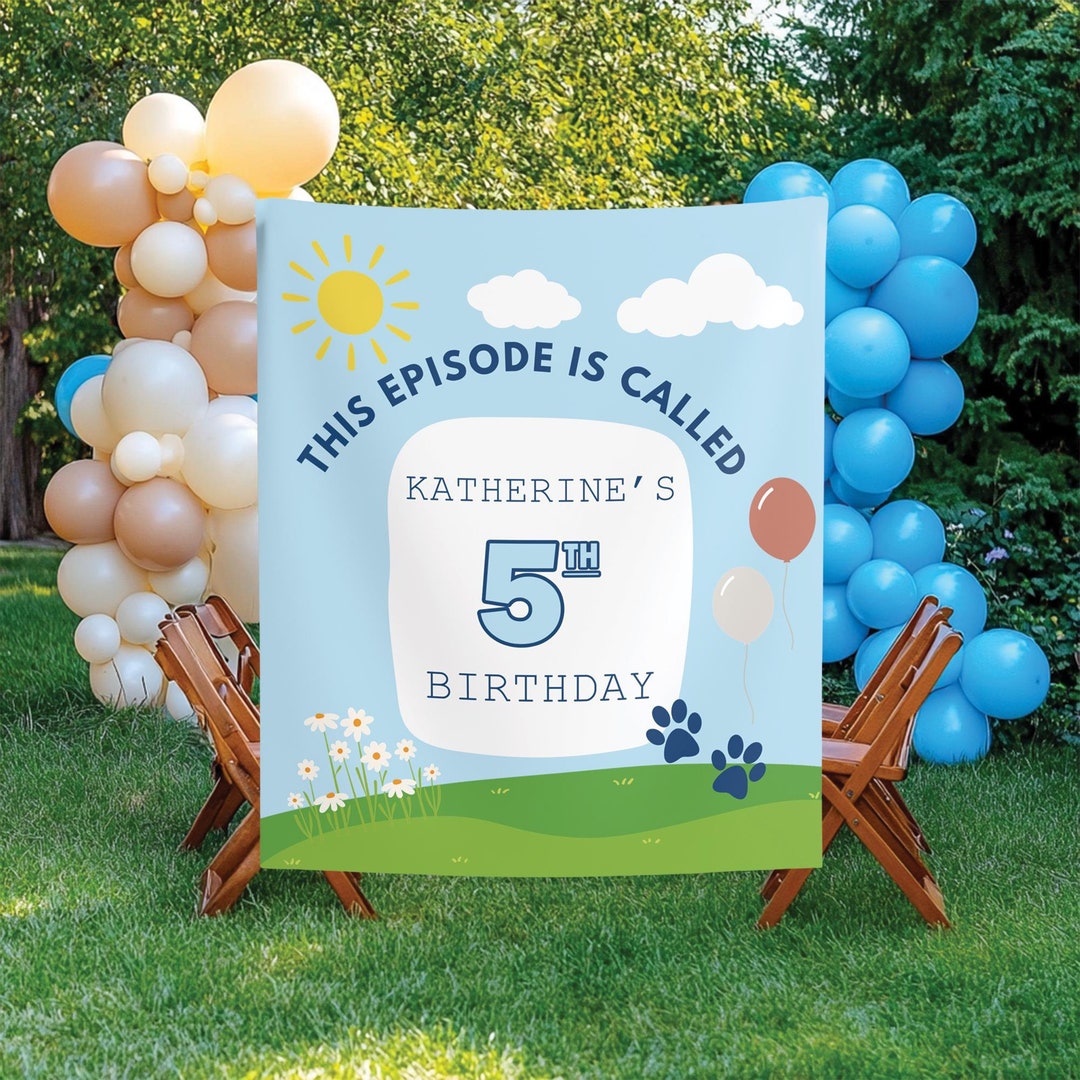 Blue Dog Birthday Kids Birthday Backdrop Kids Birthday Party Banner ...