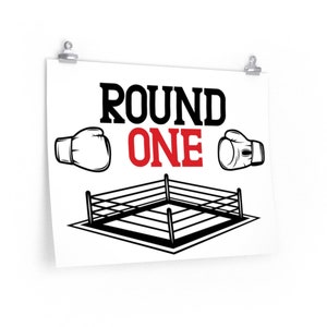 Round One Boxing Party Boxer Little Boxer Sports Banner Boxing Gloves ...
