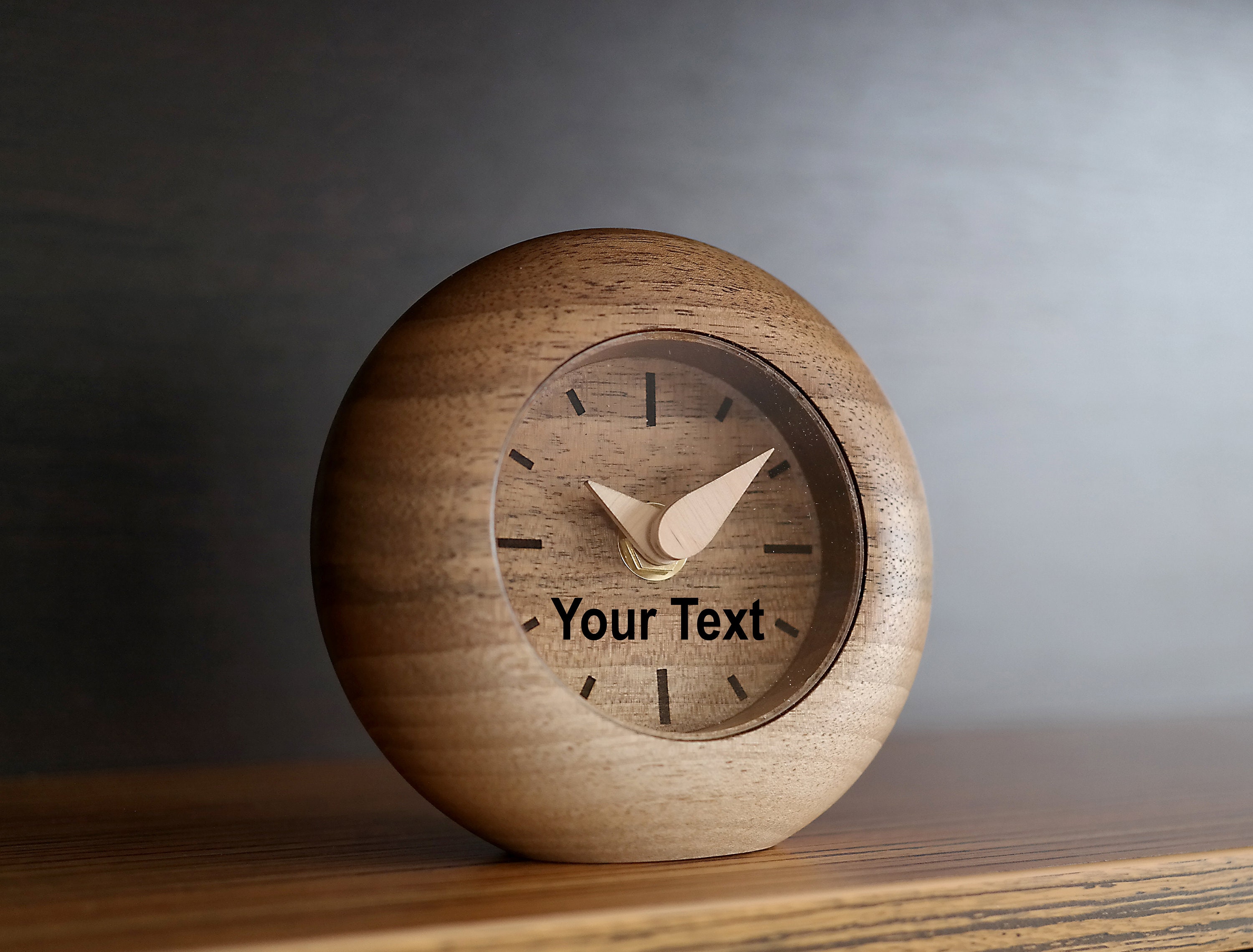 Customizable Handcrafted Walnut Wood Table Clock With Personalized ...
