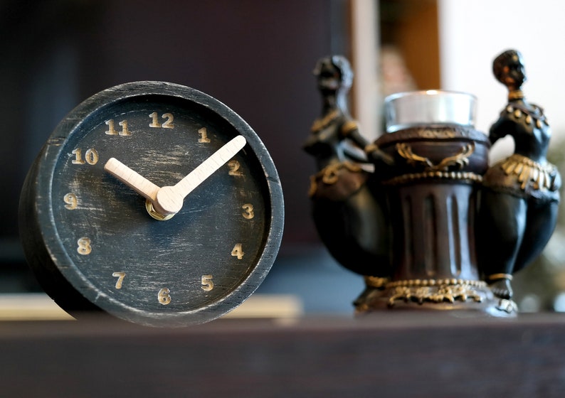 Wood Clock Old Clock Wood Desk Clock Solid Wood Clock - Etsy
