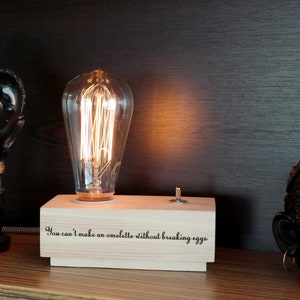 Personalized Edison Lamp, Wood Desk Lamp, Wood Edison Lamp, Gift for ...