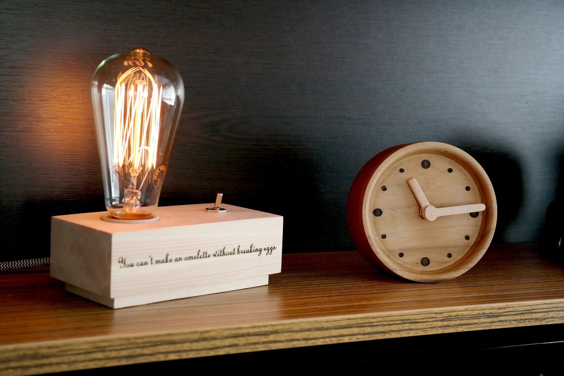 Personalized Edison Lamp Wood Desk Lamp Wood Edison Lamp - Etsy
