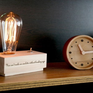 Personalized Edison Lamp, Wood Desk Lamp, Wood Edison Lamp, Gift for ...
