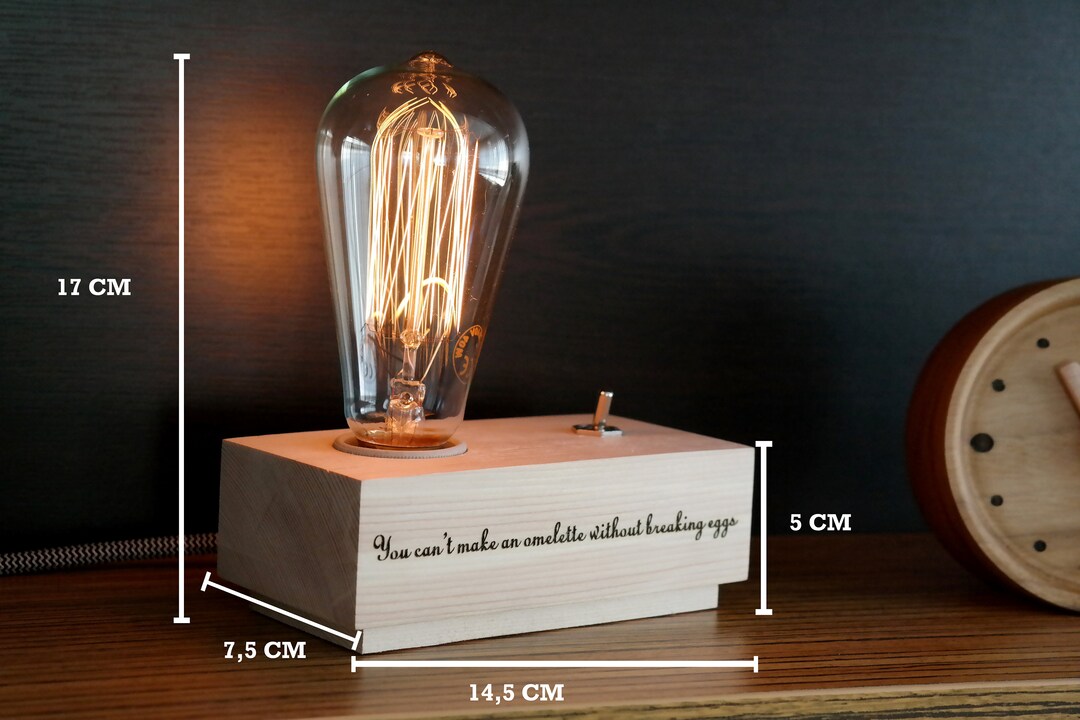 Personalized Edison Lamp, Wood Desk Lamp, Wood Edison Lamp, Gift for ...