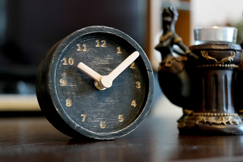 Wood Clock Old Clock Wood Desk Clock Solid Wood Clock - Etsy