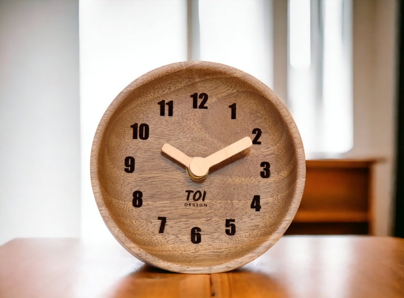 Handcrafted Wooden Analog Desktop Clock for Elegant Home Decor - Etsy