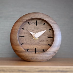 Walnut Wood Clock, Birch Plywood Clock, Unique Table Clock, Artisanal ...