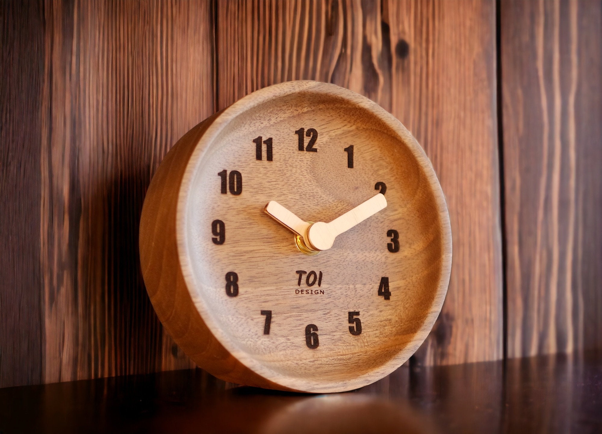 Handcrafted Wooden Analog Desktop Clock for Elegant Home Decor - Etsy