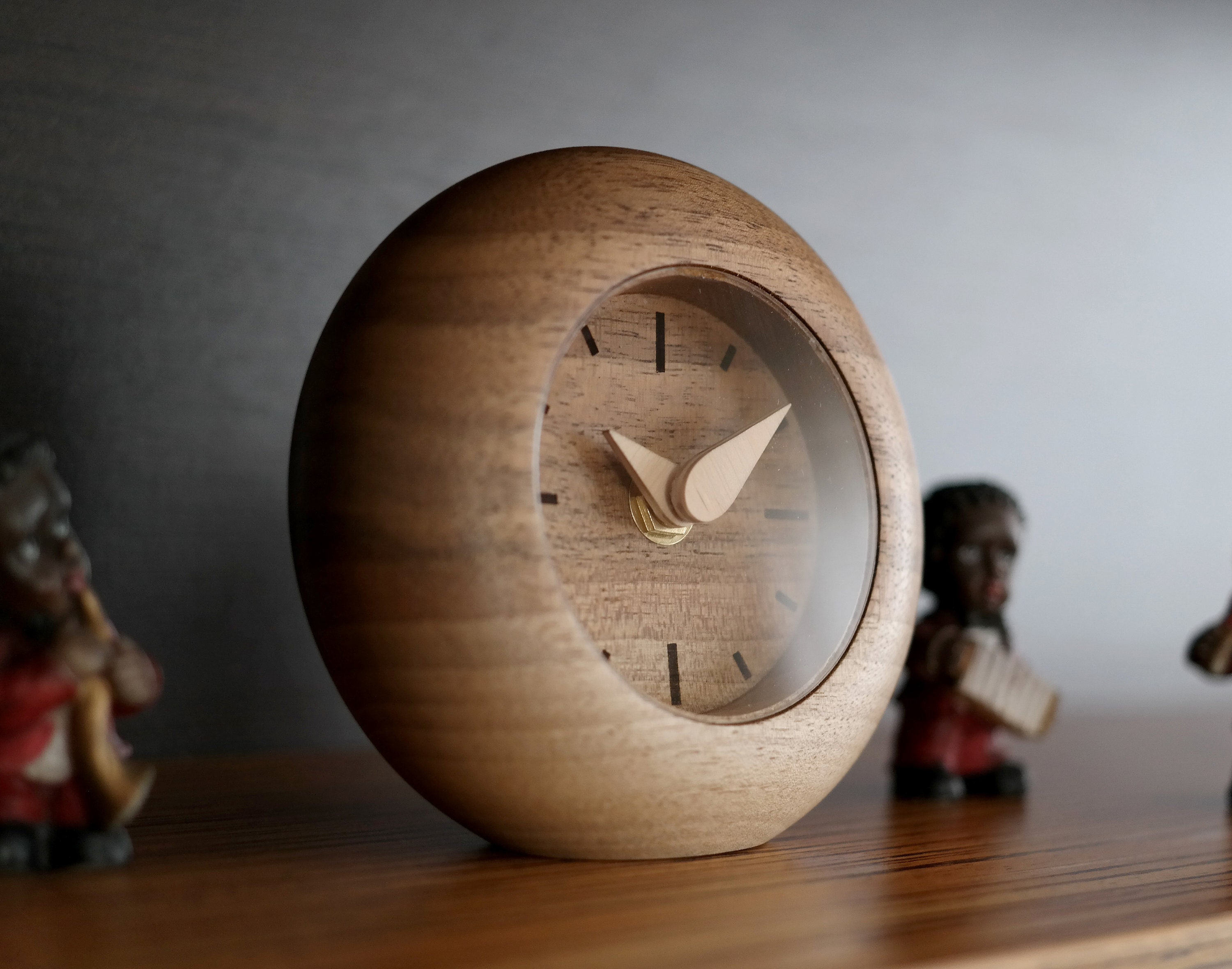 Customizable Handcrafted Walnut Wood Table Clock With Personalized ...