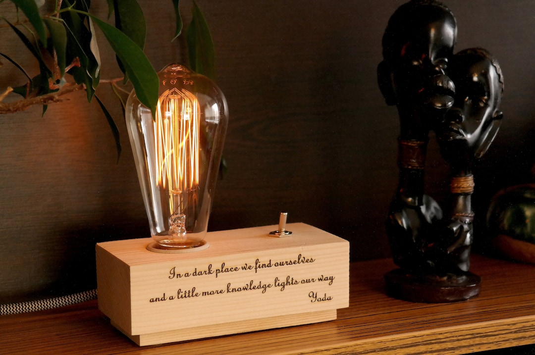 Personalized Lamp, Personalized Gifts, Wood Desk Lamp, Wood Edison Lamp ...