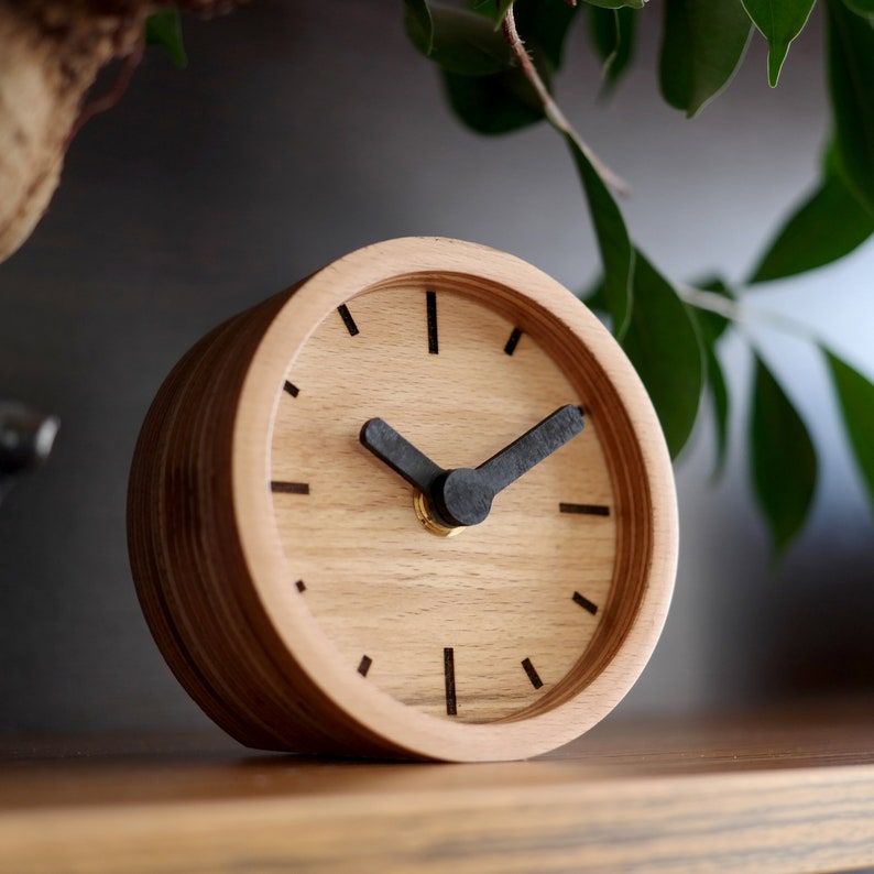 Handmade Birch Plywood Round Table Clock - 4.33 Inch Diameter - Etsy