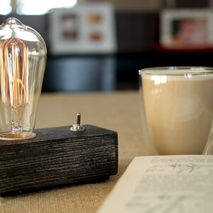 Edison Lamp, Bedside Lamp, Wood Desk Lamp, Wood Edison Lamp, Wood ...