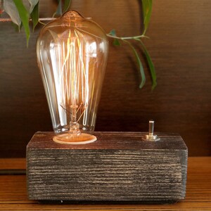 Edison Lamp, Bedside Lamp, Wood Desk Lamp, Wood Edison Lamp, Wood ...