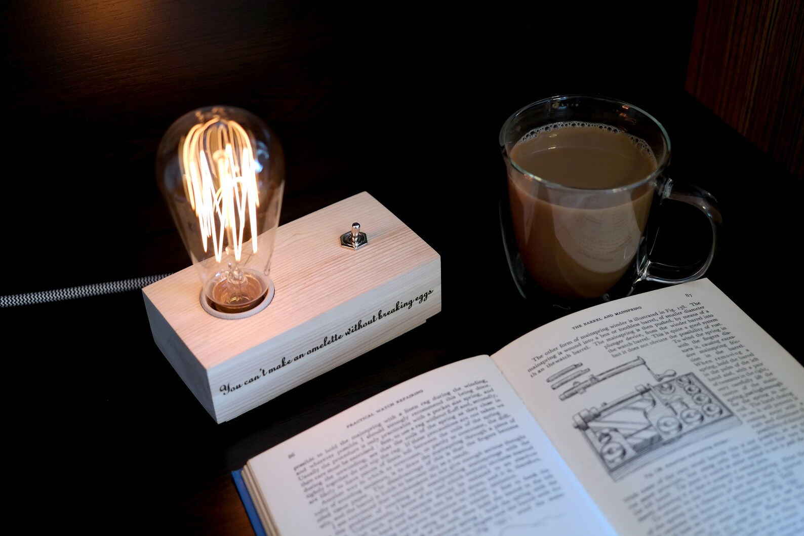 Personalized Edison Lamp Wood Desk Lamp Wood Edison Lamp - Etsy