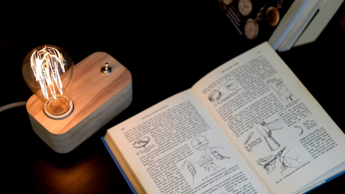 Wood Dimmable Desk Lamp Wood Edison Dimmer Lamp Wood Edison - Etsy