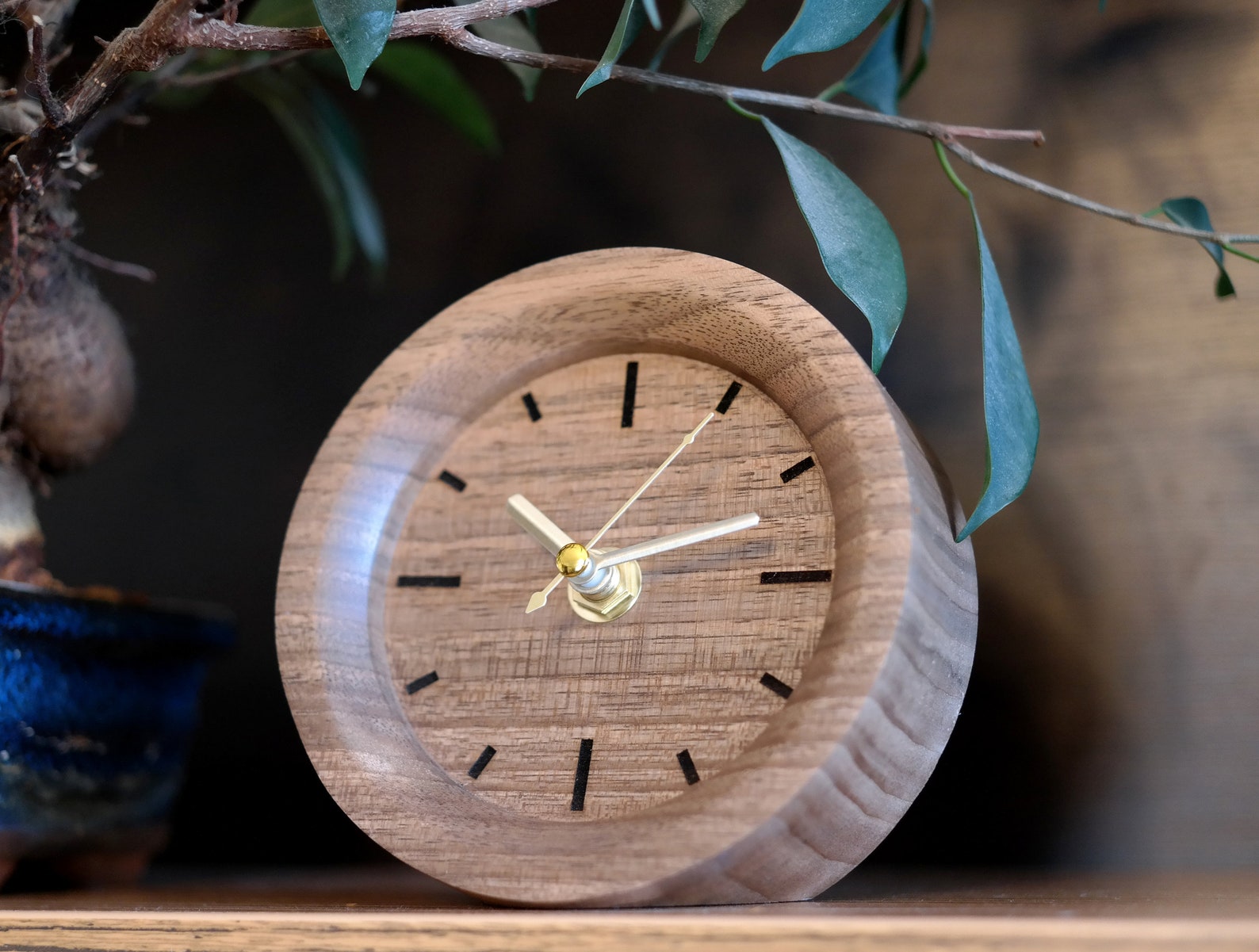 Wooden Desk Clock, Walnut Wood Clock for Bedroom, Vintage Desk Clocks ...