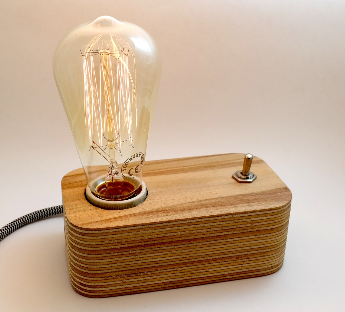 Wood Dimmable Desk Lamp Wood Edison Dimmer Lamp Wood Edison | Etsy