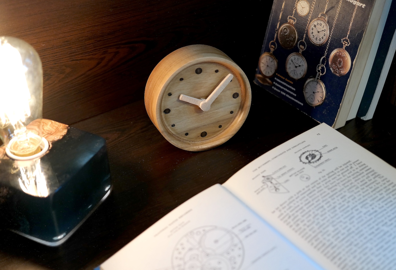 Wood Clock Wood Desk Clock Solid Wood Clock Vintage Clock | Etsy